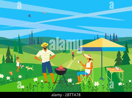 family together with fun picnic recreation Stock Vector Image & Art - Alamy