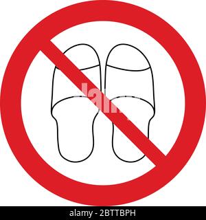 No Slippers vector. Not allow Slippers sign. The red circle prohibiting ...