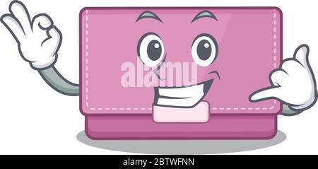Caricature design of card wallet showing call me funny gesture. Vector ...