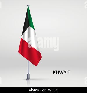 Kuwait hanging flag on stand. Template for politic conference banner ...