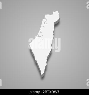 Israel 3d map with borders of regions. Vector illustration Stock Vector ...