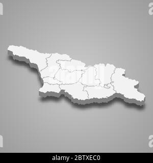 Georgia 3d map with borders of regions. Vector illustration Stock ...