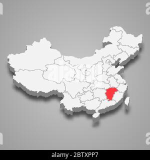 map of Jiangxi province of China and location on Chinese map Stock ...