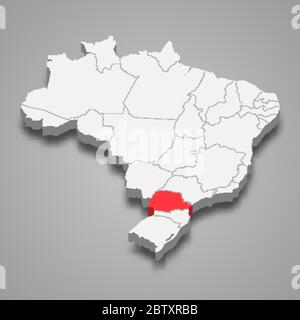 map of Parana state of Brazil and location on Brazilian map Stock ...