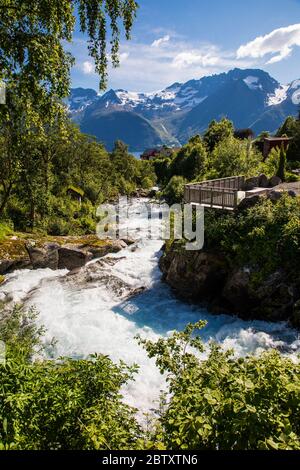 Picturesque scene of Urke village and Hjorundfjorden fjord, Norway ...