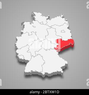 map of Saxony state of Germany and location on German map Stock Vector ...