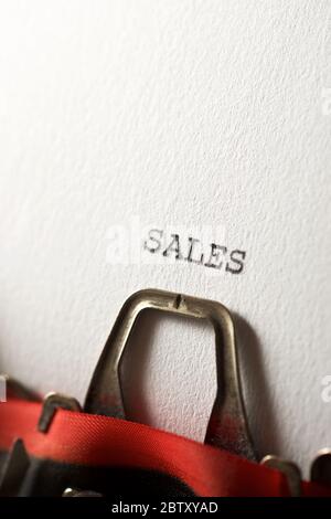 The word Sales written with a typewriter Stock Photo - Alamy