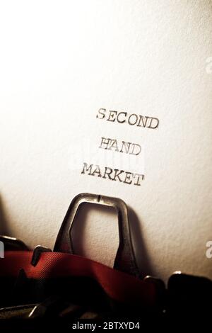 Second hand market written with a typewriter Stock Photo - Alamy