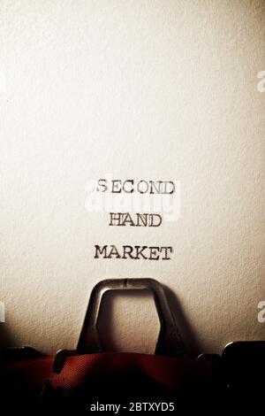 Second hand market written with a typewriter Stock Photo - Alamy