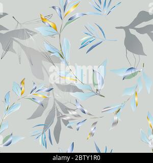 Seamless vector background with leaves. Simple vector drawing. Manual ...