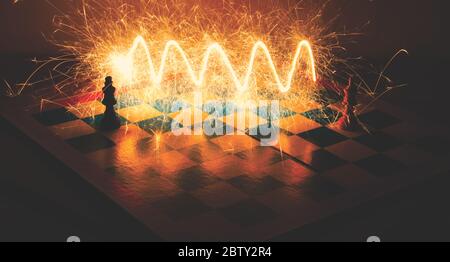 Two chess kings fighting Stock Photo - Alamy