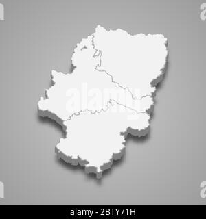 3d isometric Map of Aragon is a region of Spain with national flag ...