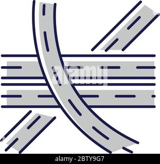 Multi level junction icon Vector symbol or sign set collection in black and white outline Stock ...
