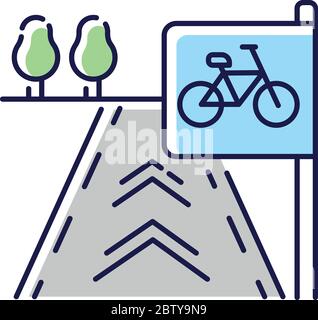 Bicycle route sign RGB color icon Stock Vector Image & Art - Alamy