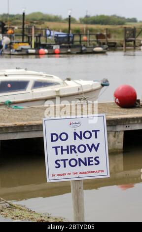 Do not throw stones Southwold harbour Stock Photo - Alamy