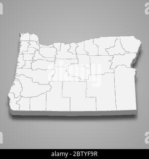 Oregon state outline administrative and political map in color Stock ...