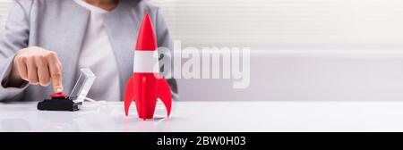 Rocket Launch Button. Launching Career Stock Photo - Alamy
