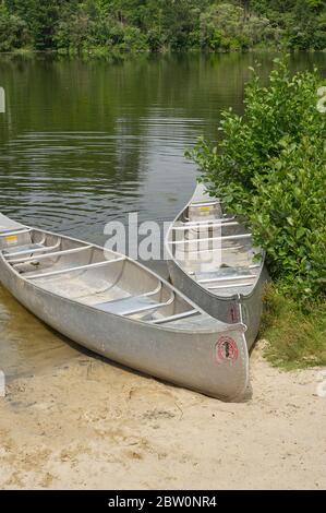 two canoes on a pond Stock Photo - Alamy