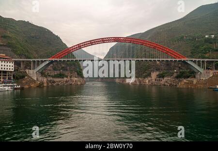 The Wushan Yangtze River Bridge in the Three Gorges of Chongqing in ...