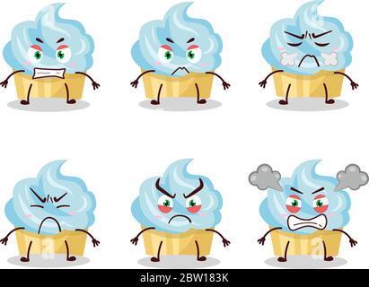 Cake cartoon character with various angry expressions Stock Vector ...