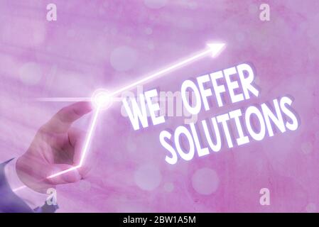 Text sign showing We Offer Solutions. Business photo showcasing way to ...