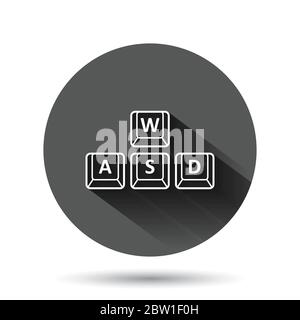 Wasd button icon in flat style. Keyboard vector illustration on white ...