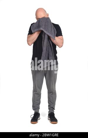 Portrait of sweating bald man with grey beard Stock Photo - Alamy