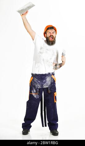 builder happy to have finished the job Stock Photo - Alamy