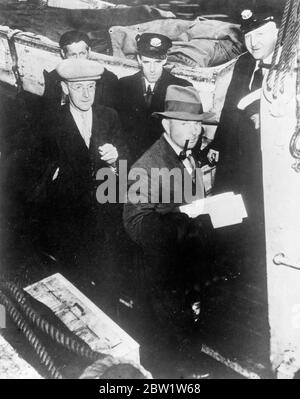 This photo shows the officers aboard the U.S. Coast Guard transport USS ...