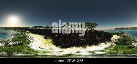 River estuary 360 panorama 3d rendering Stock Photo - Alamy