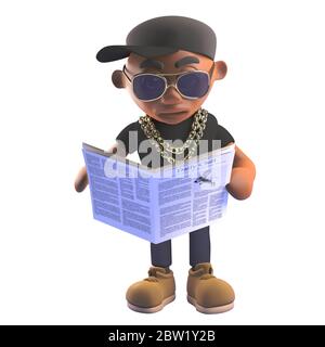 3d cartoon black hiphop rapper in baseball cap holding a red ...