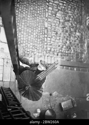 A Day in the life of a chimney sweep. A chimney sweeps readies his ...