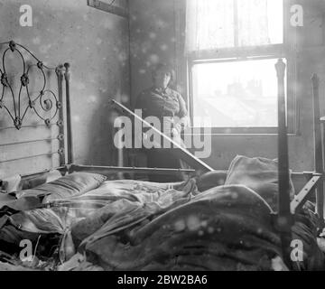 Ramsgate Air Raid. Miss Pilkington in bedroom at the Bull and George ...