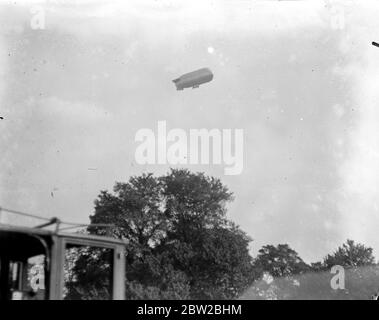 British Airship flying over the wrecked Zeppelin at Billericay. 1914 ...