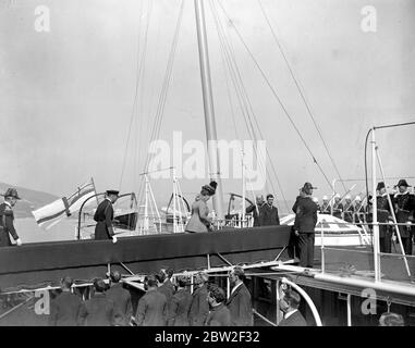 King George V and Queen Mary boarding HMS Medina at Portsmouth, on ...