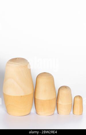 Wooden birch blanks of Russian nesting dolls for coloring. Folk art ...