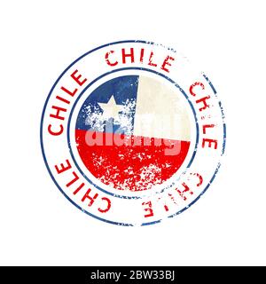 Chile grunge postal stamp and flag on white background Stock Vector ...