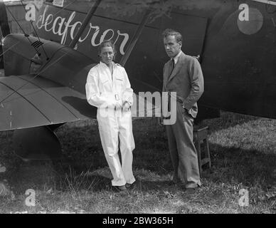 Jim Mollison at Croydon Aerodrome on the conclusion of his flight from ...