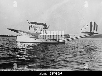 First picture of Balbo ' s transatlantic plane in flight . This is the ...