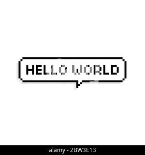Pixel art speech bubble saying hello world 8-bit - isolated vector ...