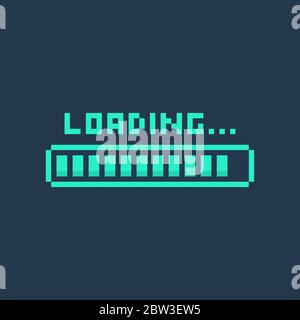 Pixel art 8-bit Loading bar 99 percent with glitch effect - isolated vector illustration Stock ...