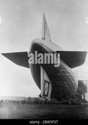 The German Zeppelin airship - the Hindenburg in flight. 1930s ...