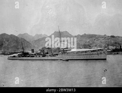 British cruiser carries Emperor of Abyssinia into exile . The British ...