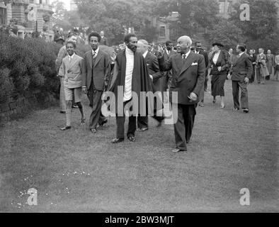 Emperor Haile Selassie of Ethiopia during a garden party in Addis Ababa ...