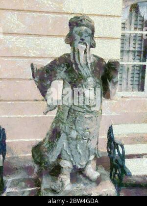 Ancient chinese stone decoration statues Illustrations creates an ...