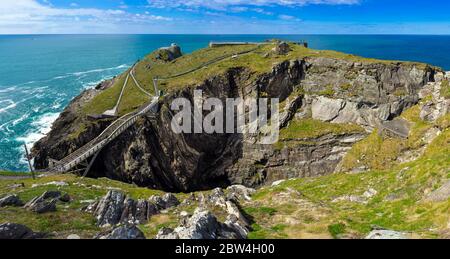 Sunny day view of Mizen Head Signal Station bridge crossing over ...