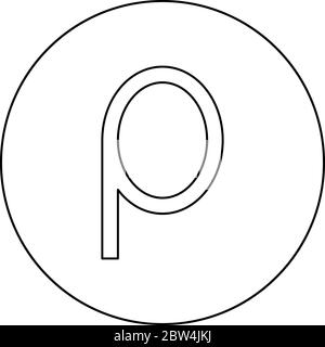 Rho greek symbol small letter lowercase font icon black color vector ...