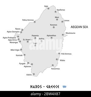 Island of Naxos in Greece map art on white background Stock Vector ...