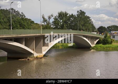 Postal bridge between Germany and Poland over Nysa Luzycka (Lausitzer ...