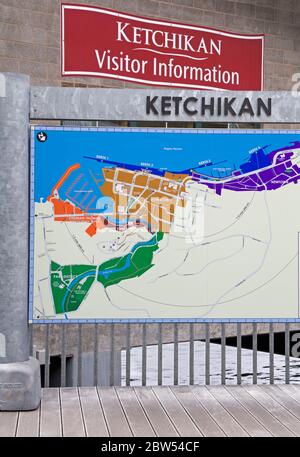 Map of Ketchikan outside Visitor Center, Ketchikan, Southeast Alaska ...